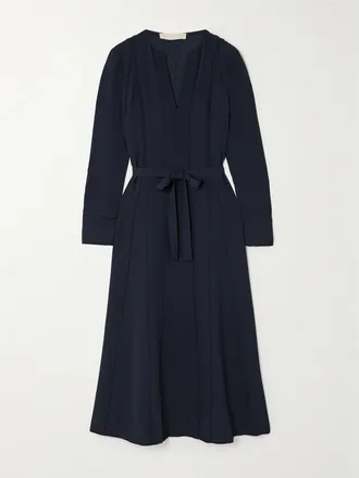 Ulla Johnson Robe Midi En Crêpe À Ceinture Asilia - Bleu