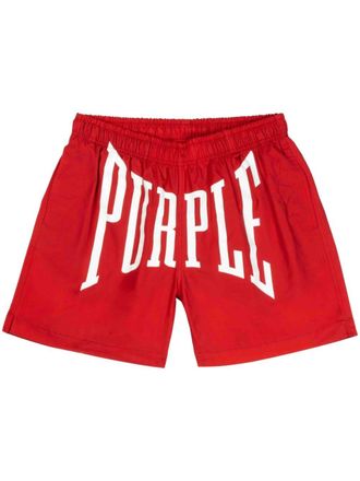 Purple short &agrave; logo imprim&eacute; - Rouge
