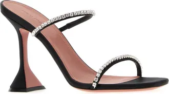 Amina Muaddi Womens Gilda Mule Sandal Black Fabric