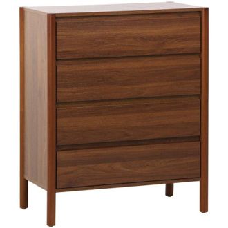 Sweeek Commode décor bois 4 tiroirs noyer 80cm - 80 x 40 x 98 cm - Harmony