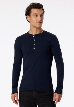 Schiesser Langarmshirt Freizeit Revival Karl-Heinz dunkelblau Herren