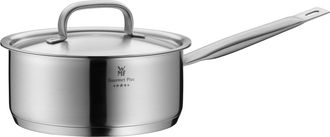 WMF Gourmet Plus Stielkasserolle 20cm, kleiner Topf mit Metalldeckel mit Dampföffnung, Kochtopf klein 2,5l, Induktion, Cromargan Edelstahl mattiert, Innen