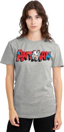 MARVEL Damen Antman Retro Frame Logo Ladies Shirt, Athletic Heather, Athletic Heather, S EU