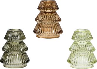 Decoris Teelichthalter Glas Mehrfarbig Sortiert 8cm (1 St&uuml;ck)