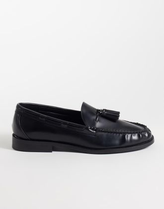 Asos mocassins &agrave; pampilles et d&eacute;tails en dentelle noirs