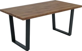 Mendler Esszimmertisch HWC-O61, Tisch Küchentisch Esstisch, Industrial MDF Metall 160x90cm - Walnuss-Optik