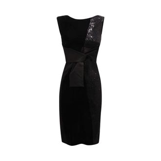 Sandro Ferrone Femme, Robes, Noir, Taille: 36 FR Robe en Velours à Sequins avec Fermeture Éclair et Fente