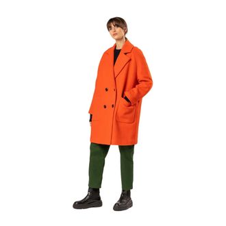 Palt&ograve; Doppelreihiger Mantel mit Raglan&auml;rmeln und Oversized-Passform - - Coats - Damen - Orange - S