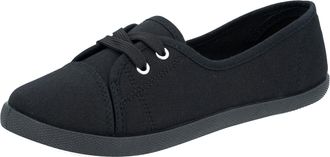 Elara Damen Ballerinas Sneaker Schn&uuml;rer Chunkyrayan BD1413 Black SIL Oese 36