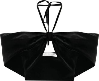 Philosophy di Lorenzo Serafini Femme, Tops, Noir, Taille: 40 FR Top court dos nu effet velours