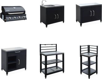 Sweeek Cuisine ext&eacute;rieure 5 modules en acier inoxydable avec barbecue gaz 4 br&ucirc;leurs