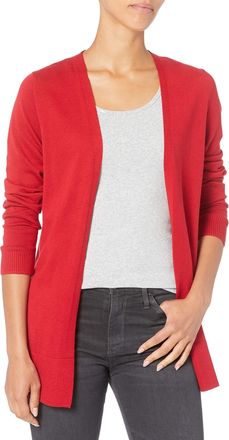 Amazon Essentials Damen Leichter Cardigan mit offener Vorderseite (Erhältlich in Übergröße), Rot, X-Large