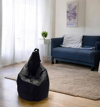 Talamo Italia Dmora Einfarbiger Sitzsack, schwarze Farbe, Maße 80 x 120 x 80 cm