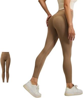 Generic Legging taille haute pour femme, contr&ocirc;le du ventre, doux comme du beurre, non transparent, pantalon de yoga pleine longueur pour entra&icirc;nement, course