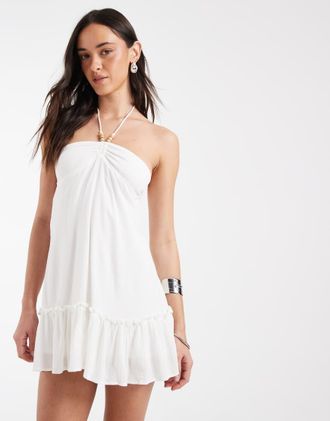 Motel Yvelise - Robe courte effet froiss&eacute; - Blanc cass&eacute;-Neutral
