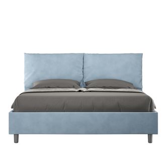 ITYhome Letto Matrimoniale Rivestito In Microfibra - Antea - Tipologia Letto: Alzata Doppia - Dimensione Rete: 160x200 - Colore: Azzurro