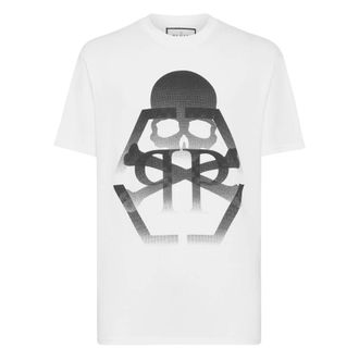 Philipp Plein T-Shirt Rundhals Sch&auml;del&Knochen - - Tops - Herren - Wei&szlig; - 3XL
