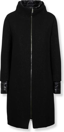 Herno Femme, Manteaux, Noir, Taille: 40 FR Manteau Ultral&eacute;ger en Drap de Laine Velours et Nylon