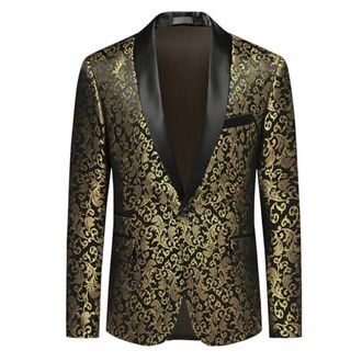 AlltheMen Blazer Homme Un Bouton Luxe daffaires d&eacute;contraction Couleur Unique Veste de Costume Formelle Mariage D&icirc;ner daffaires