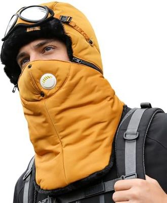 Generic Ski - Coton 25 x 35 x 5 cm | Couvre-chef dhiver chaud coupe-vent r&eacute;sistant au froid avec lunettes | Visage de protection ext&eacute;rieur pour le ski, le sno