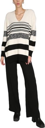 Proenza Schouler V-Neck with Side Slits Sweater - White
