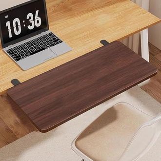 Generic Plateau de Clavier en Bois, rallonge Bureau Ergonomique, Installation sans per&ccedil;age, Plateau, Extension(Walnut Color 2,50 * 20cm)