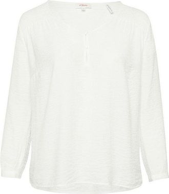 s.Oliver Langarmbluse Bluse Strukturierte Bluse aus Viskosemix mit Smok-Details