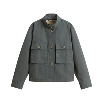 Woolrich Femme, Vestes, Vert, Taille: 42 FR Chemise de Terrain en Toile