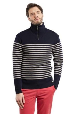 Armor Lux Homme Camionneur en Laine H&eacute;ritage Pull-Over, Navire/Sandstone Chin&eacute;, XL EU