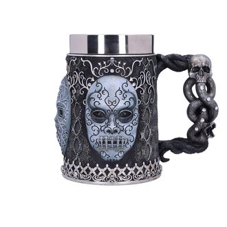 Nemesis Now Collectable Tankard Harry Potter Death Eater Maske Voldemort Sammelkrug, Kunstharz, schwarz/silberfarben, 15.5 cm, B5604T1, 15.5cm