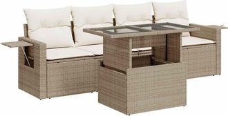 vidaXL Vidaxl - Set Divano Da Giardino 5 Pz Con Cuscini Beige In Polyrattan