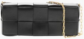 Bottega Veneta Leather Rectangular Bag with Chain Strap Gr&ouml;&szlig;e Unica