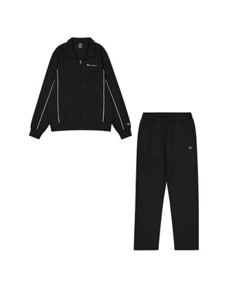 Champion Legacy Script Shop Piping (220289) - Soft Compact Powerblend Fleece High-Neck Trainingsanzug f&uuml;r Herren (1er Pack), Schwarz, L