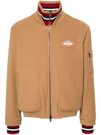 Moschino veste bomber à patch logo - Marron