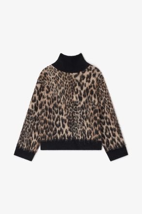 Ganni Pullover mit offenem R&uuml;cken und Leopardenmuster gemischt