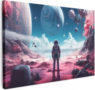 MuchoWow &copy; Bild auf Leinwand Gro&szlig; 120x80 cm XXL Schlafzimmer Bilder Badezimmer Wand Deko Wohnzimmer Modern Wanddeko Bilderwand Geschenk Astronaut - Weltraum - 
