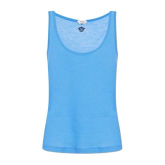 Versace Besticktes geripptes Woll-Tanktop - - Tops - Damen - Blau - S