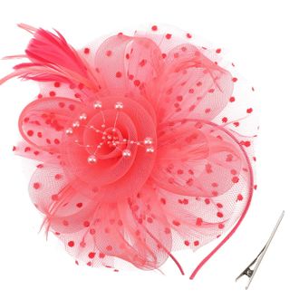 Dreshow Fascinator H&uuml;te f&uuml;r Damen Pillbox Hut mit Schleier Stirnband und Einer Gegabelten Clip Tea Party Kopfbedeckung