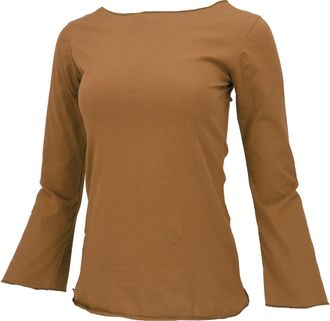 Guru Shop Basic Langarmshirt, Yogashirt mit Trompetenärmeln - Mustard, Damen, Baumwolle, Size:XL