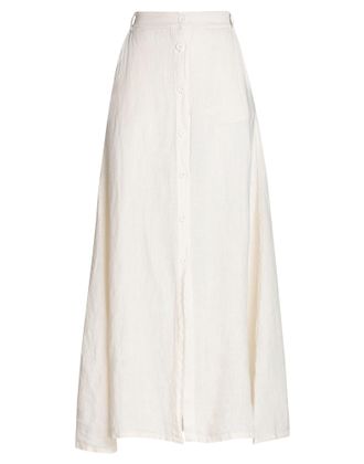 8 by YOOX LINEN BUTTON-FRONT MIDI SKIRT