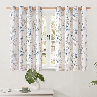 BGment Kurze Leinenvorh&auml;nge f&uuml;r kleine Fenster, 137 cm L&auml;nge, 2 Paneele, Boho-Lichtfilterung, Sichtschutzvorh&auml;nge f&uuml;r Bauernhaus, Schlafzimmer, Keller, Badez