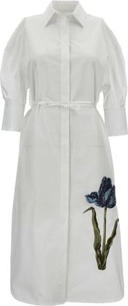 Erdem robe mi-longue &agrave; broderies - Blanc