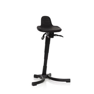 hjh OFFICE 830026 Tabouret de Soutien Top Work 34 Mousse Rigide Siège de Travail Ergonomique avec Soutien Lombaire, Hauteur & Inclinaison réglables