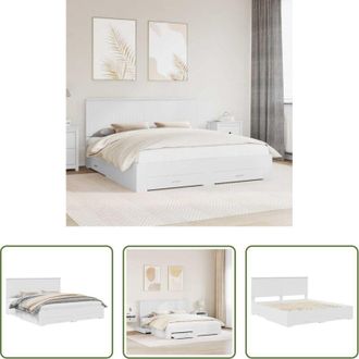 vidaXL vidaXL Stauraum - Bettrahmen mit Kopfteil Wei&szlig; 180 x 200 cm Holzwerkstoff