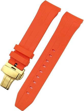 Generic 21mm 22mm gebogenes Ende Gummiarmband für T120 Seastar T120407A T120417A Schwarz Orange Silikon Uhrenarmband Handgelenk Armband