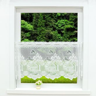 Joyswahl Scheibengardine Jacquard bistrogardinen mit Stangendurchzug Hause Kurzgardine BxH 50x160cm Weiß 1er Pack