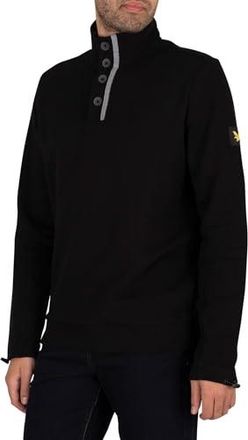 Lyle & Scott Homme Sweat À Col Cheminée Boutonné, Jet Black, M