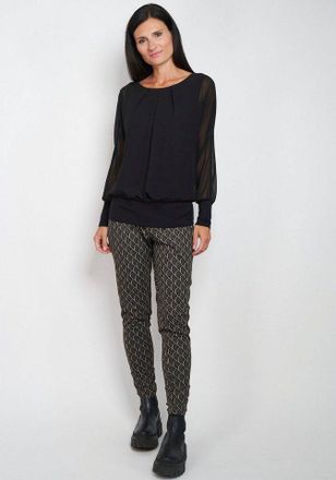 Seidel Moden Langarmbluse mit gerafftem Rundhals, MADE IN GERMANY