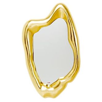 Kare Design Design Spiegel Hologram Gold, Leichte Wandmontage, Asymmetrischer Wandspiegel, Goldener Rahmen, Dekospiegel f&uuml;r Flur und Wohnzimmer, Glas, 117x68x9cm 