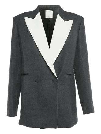 Sandro blazer en cr&ecirc;pe &agrave; boutonni&egrave;re crois&eacute;e - Gris